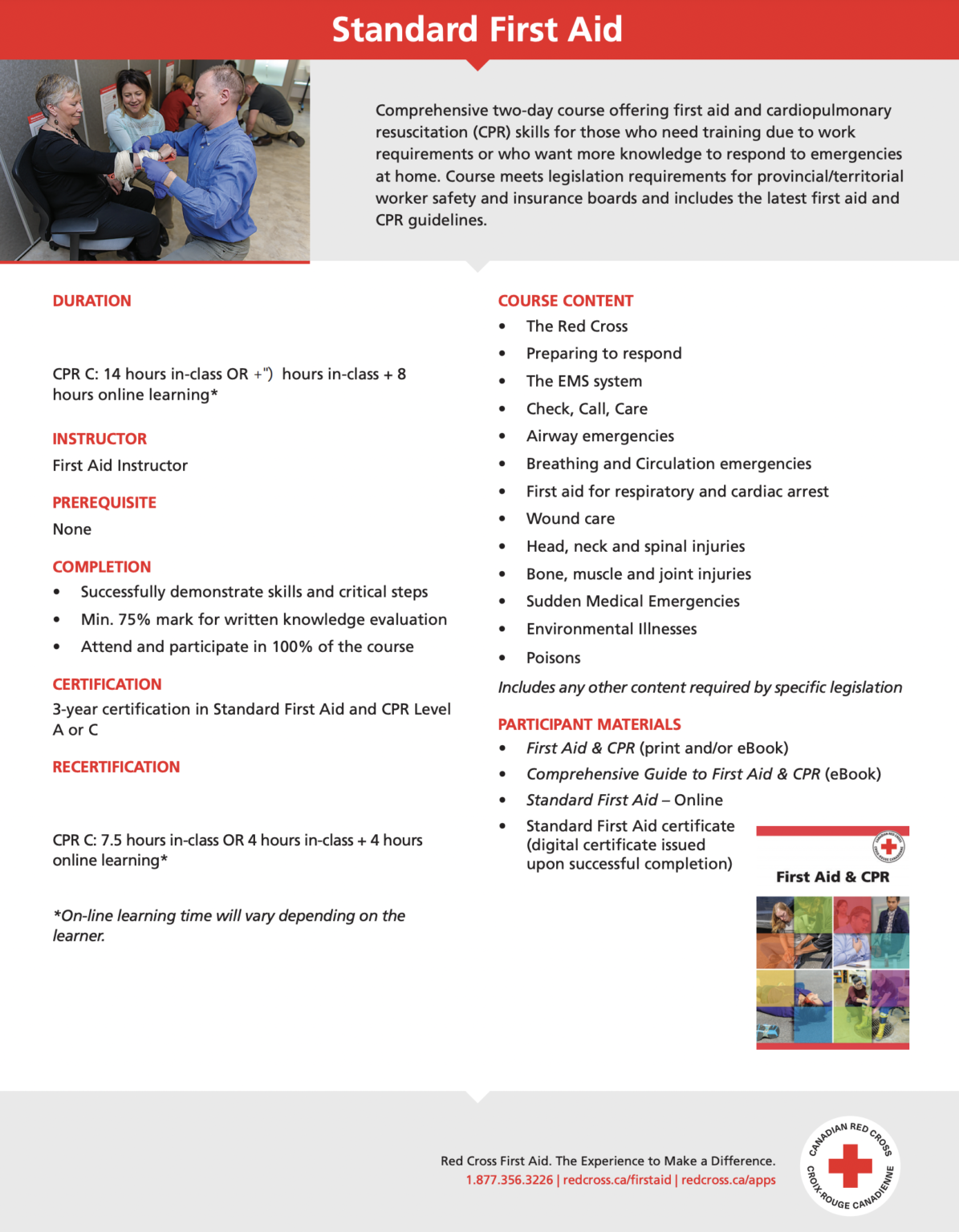 Standard First Aid + CPR-C/AED (CSA Z1210-17 Intermediate) (Blended ...